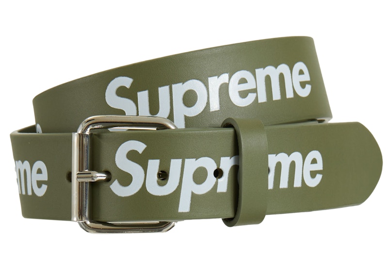 Supreme Repeat Leather Belt - Olive | Editorialist