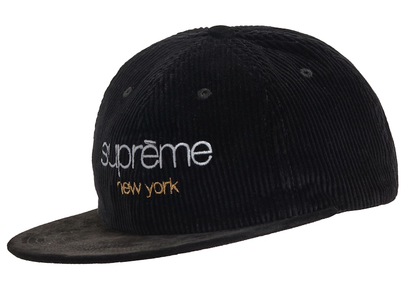 帽子 Supreme Classic Logo Corduroy 6-Panel Supreme Classic Logo Corduroy Cap - Black | Editorialist