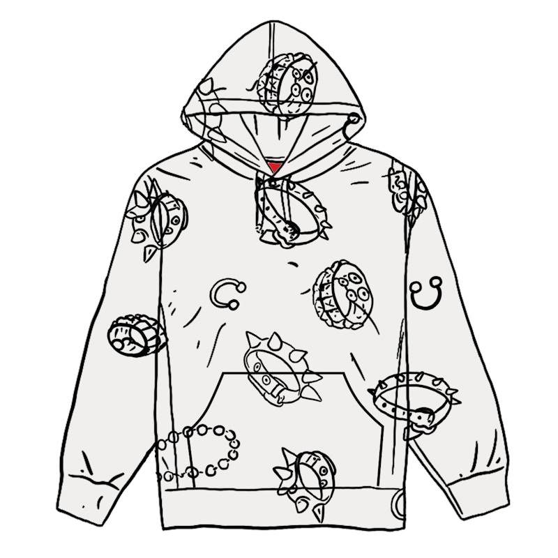 Supreme Studded Collars Hooded Sweatshirt - White | Editorialist
