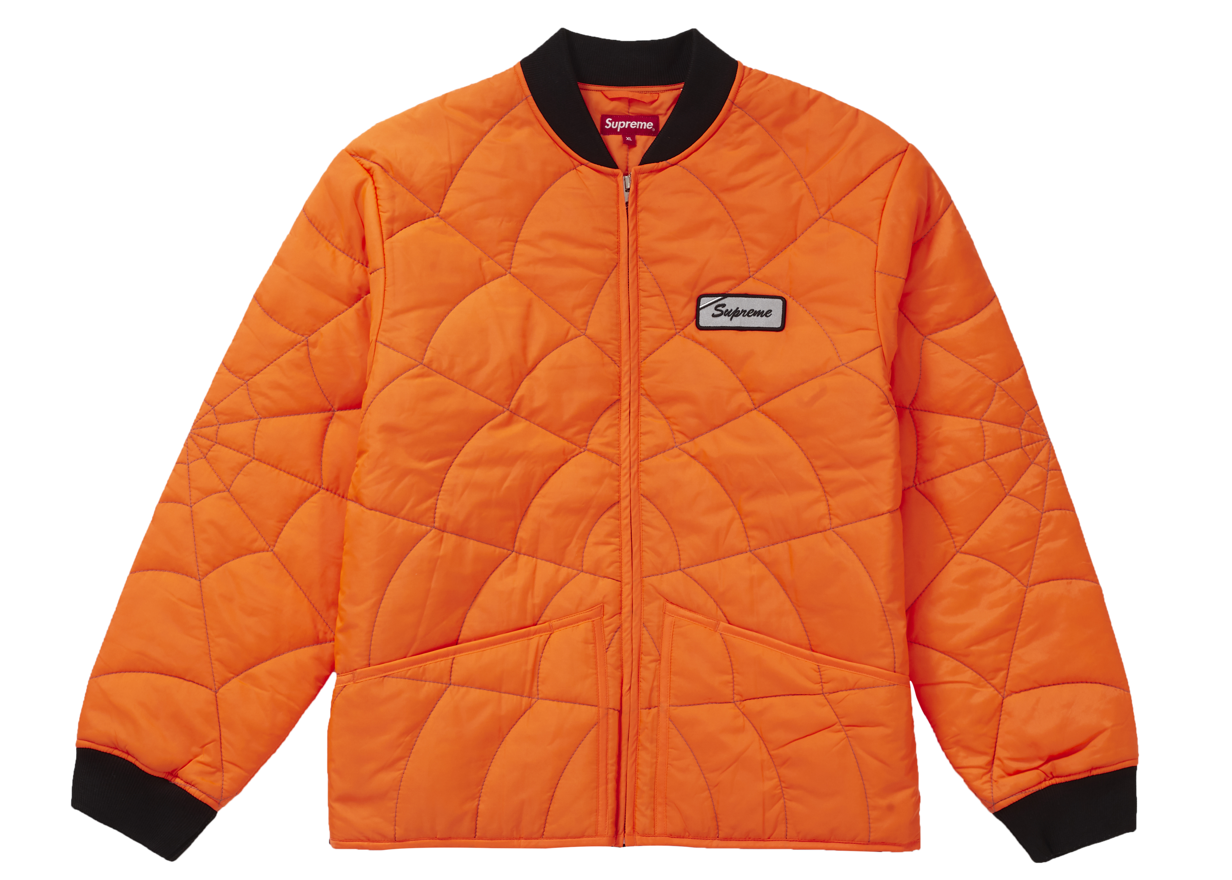 Supreme Spider Web Quilted Work Jacket - Orange | Editorialist