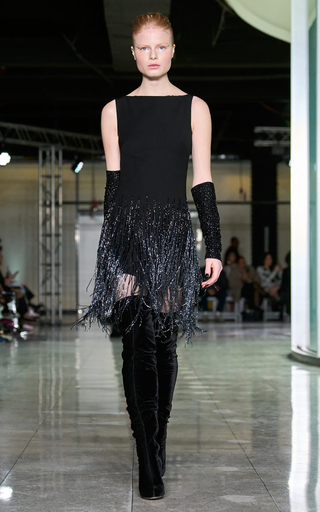 Naeem Khan Beaded Fringe A-Line Dress In Black - 75% Off | Editorialist Naeem Khan Beaded Fringe A-Line Dress In Black - 75% Off | Editorialist