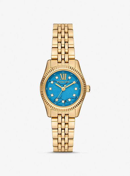 Michael Kors Petite Lexington Pavé Gold-Tone Watch In Blue  display picture 1