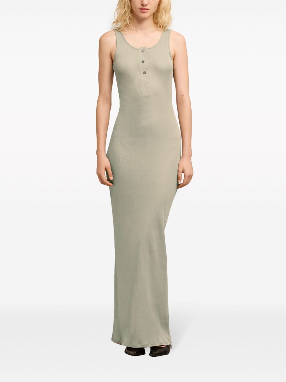 AMI AMI Paris Ribbed Cotton Maxi Dress
