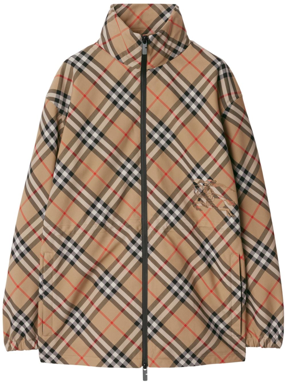 BURBERRY Burberry Checked Twill Jacket with Equestrian Knight Motif
