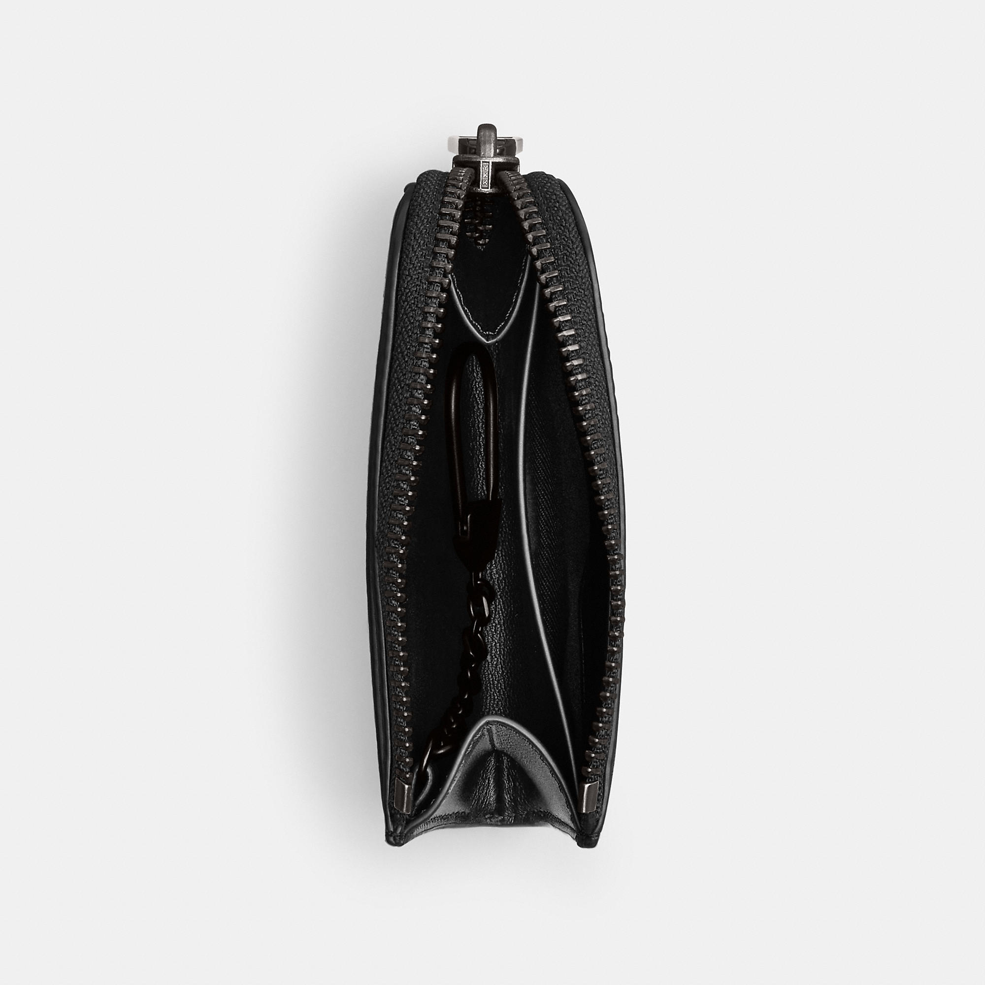 COACH L-zip Key Case In Signature Canvas - Black Signature