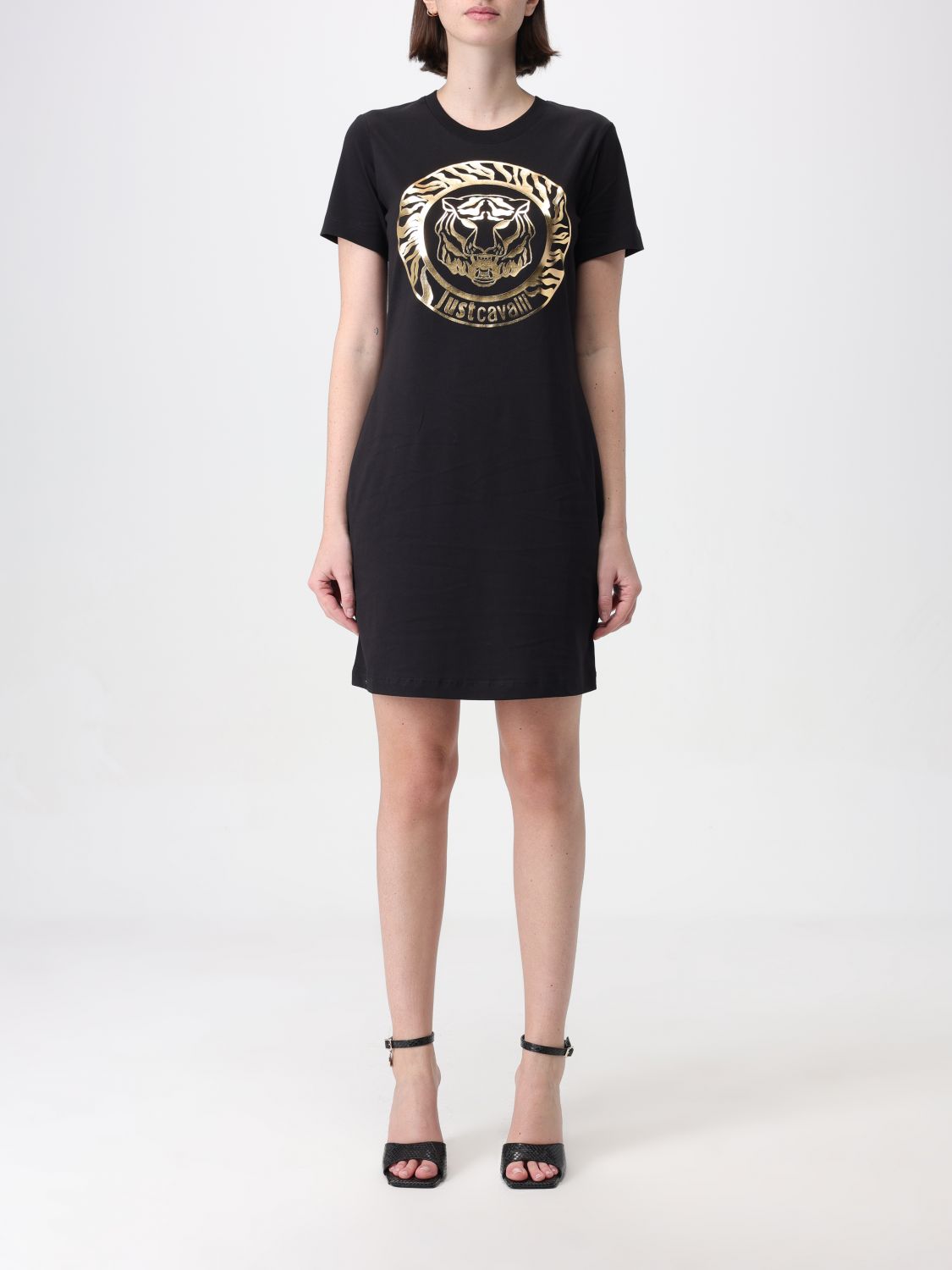 JUST CAVALLI Just Cavalli Black Dress with Tiger Graphic