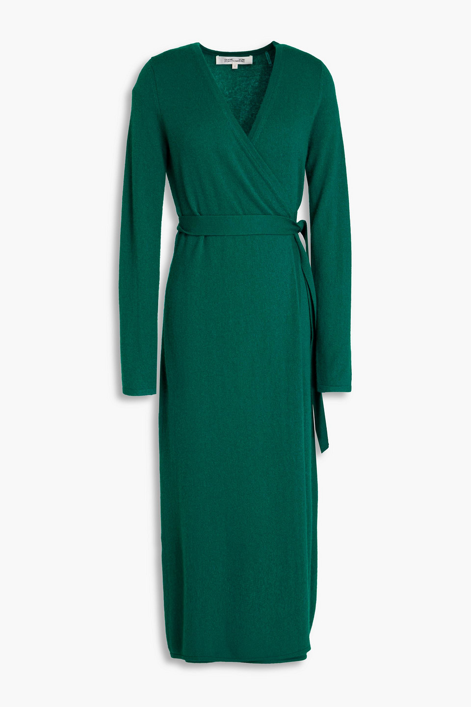 Diane Von Furstenberg Astrid Wool And Cashmere-Blend Midi Wrap Dress -  Emerald - 50% Off | Editorialist
