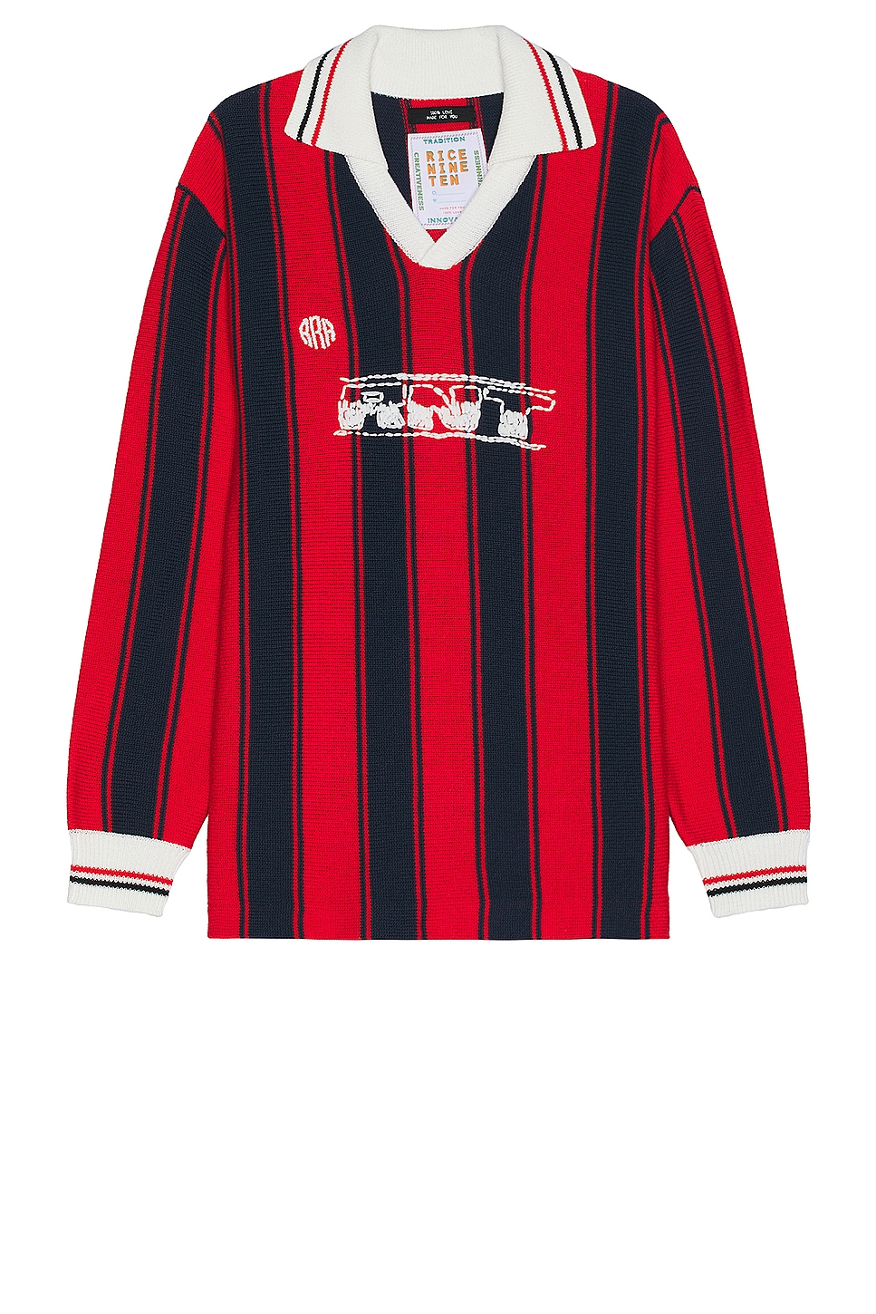 Rice Nine Ten Knitting Long Sleeve Soccer Jersey In Red - 15% Off