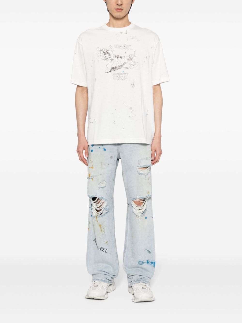 DOMREBEL scuff picnic paint-detail t-shirt