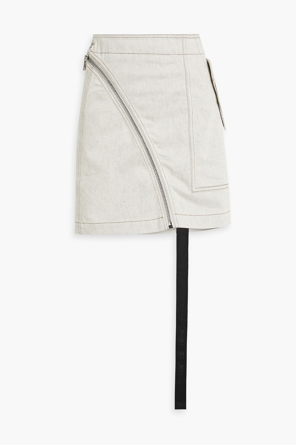 Rick Owens Aircut Zip-Detailed Denim Mini Skirt In Stone - 80% Off