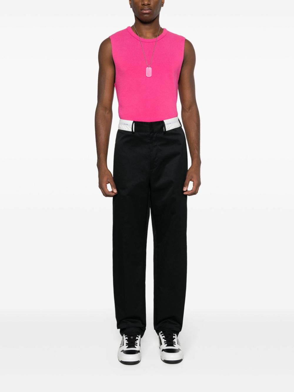 PALM ANGELS Palm Angels Contrasting Waistband Tapered Trousers