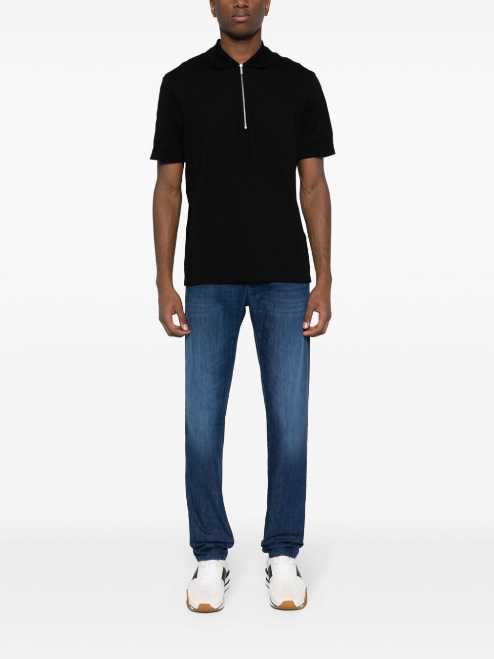 INCOTEX logo-patch tapered jeans