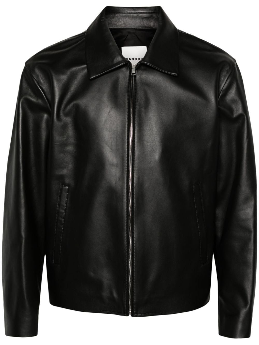 Sandro Zip-Up Leather Jacket In Black - 40% Off | Editorialist