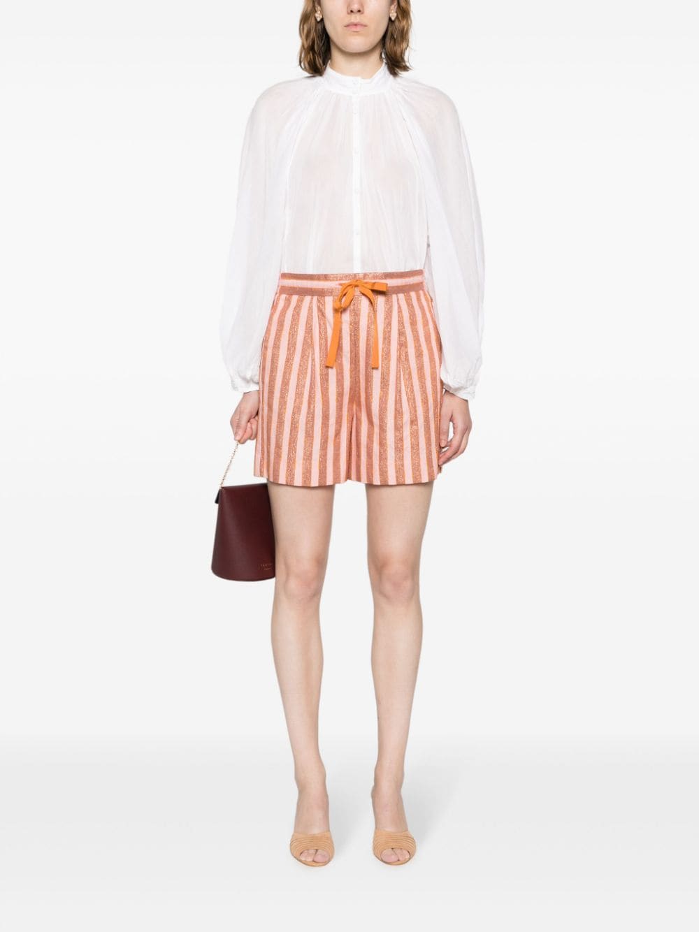 FORTE_FORTE Forte Forte Metallic-Threading Striped Shorts