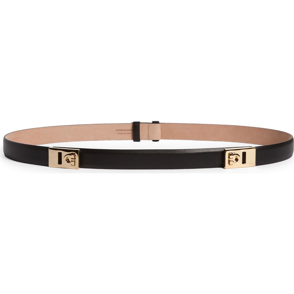 Ferragamo Donna Leather Belt In Nigella Blue Nero Gold 62
