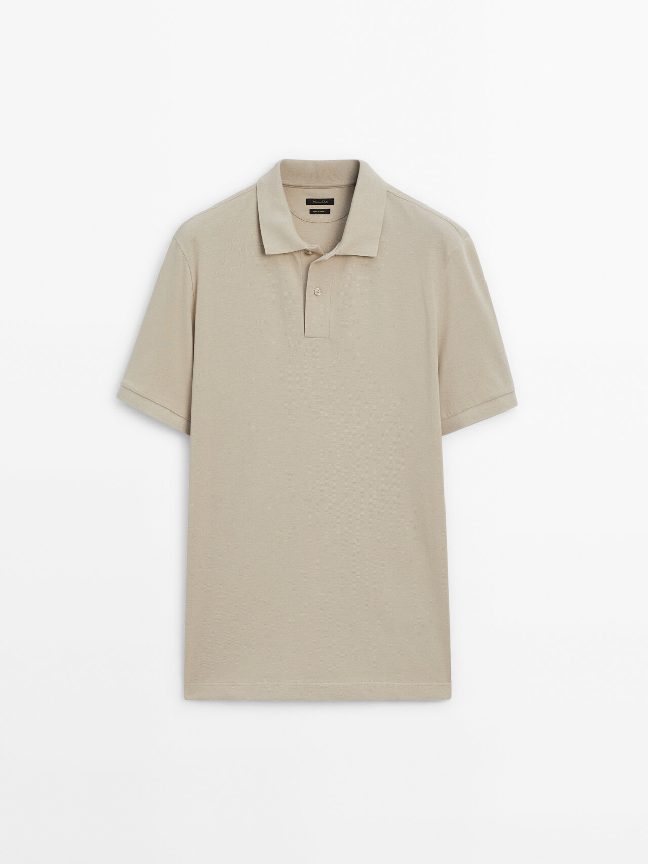 Massimo Dutti Microtextured Cotton Piqué Polo Shirt - Steel Massimo Dutti Microtextured Cotton Piqué Polo Shirt - Steel