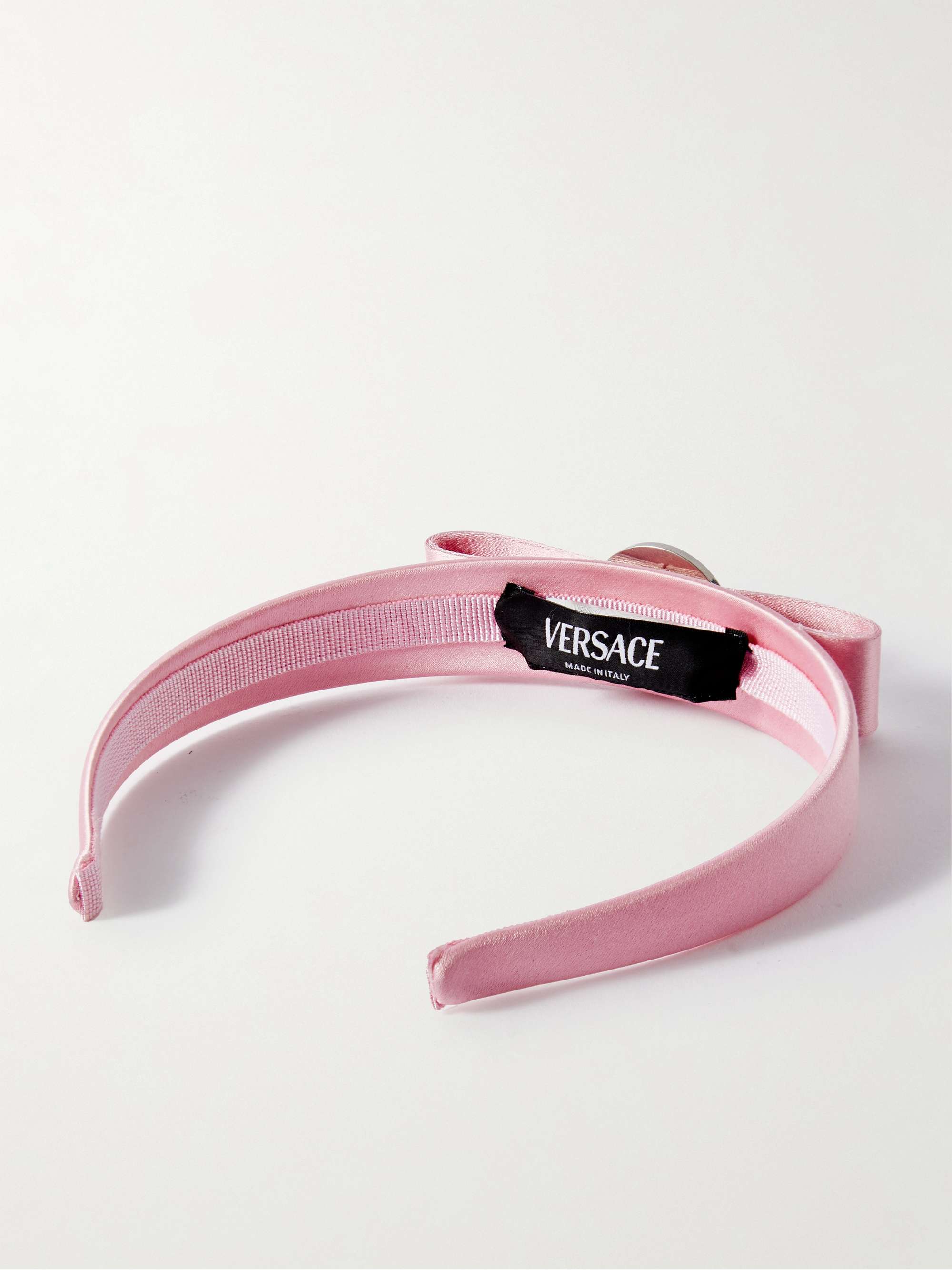 Versace Ribbon Embellished Satin Headband - Blue | Editorialist