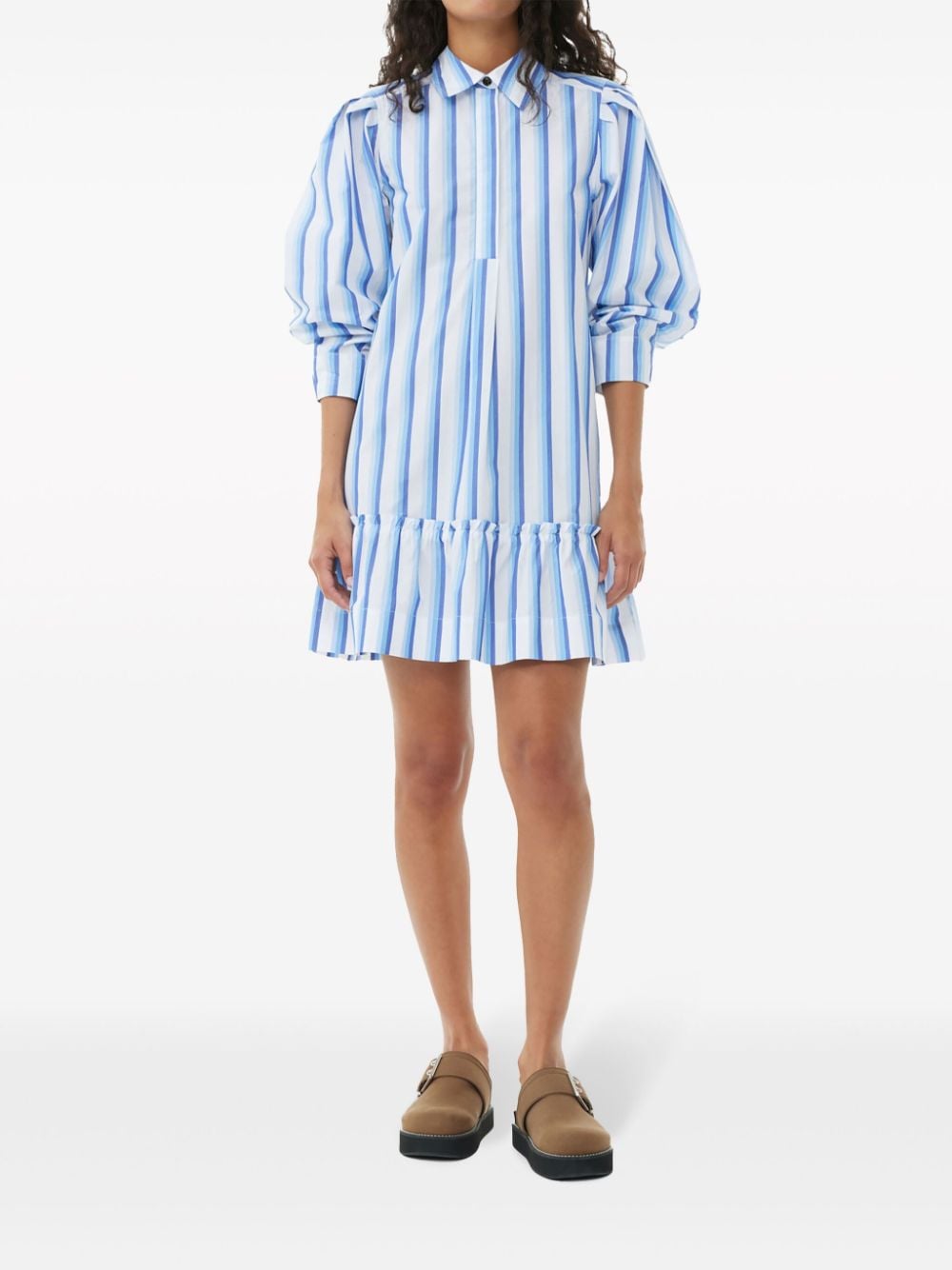 GANNI GANNI Striped Organic Cotton Shirtdress
