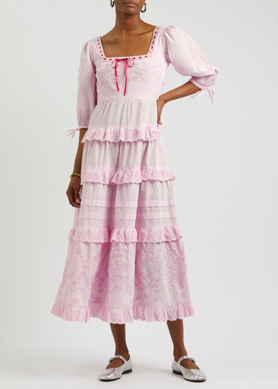 damson madder embroidered dress White Embroidered Lace Shirt Dress with Sash By BADGLEY MISCHKA – Elilhaam