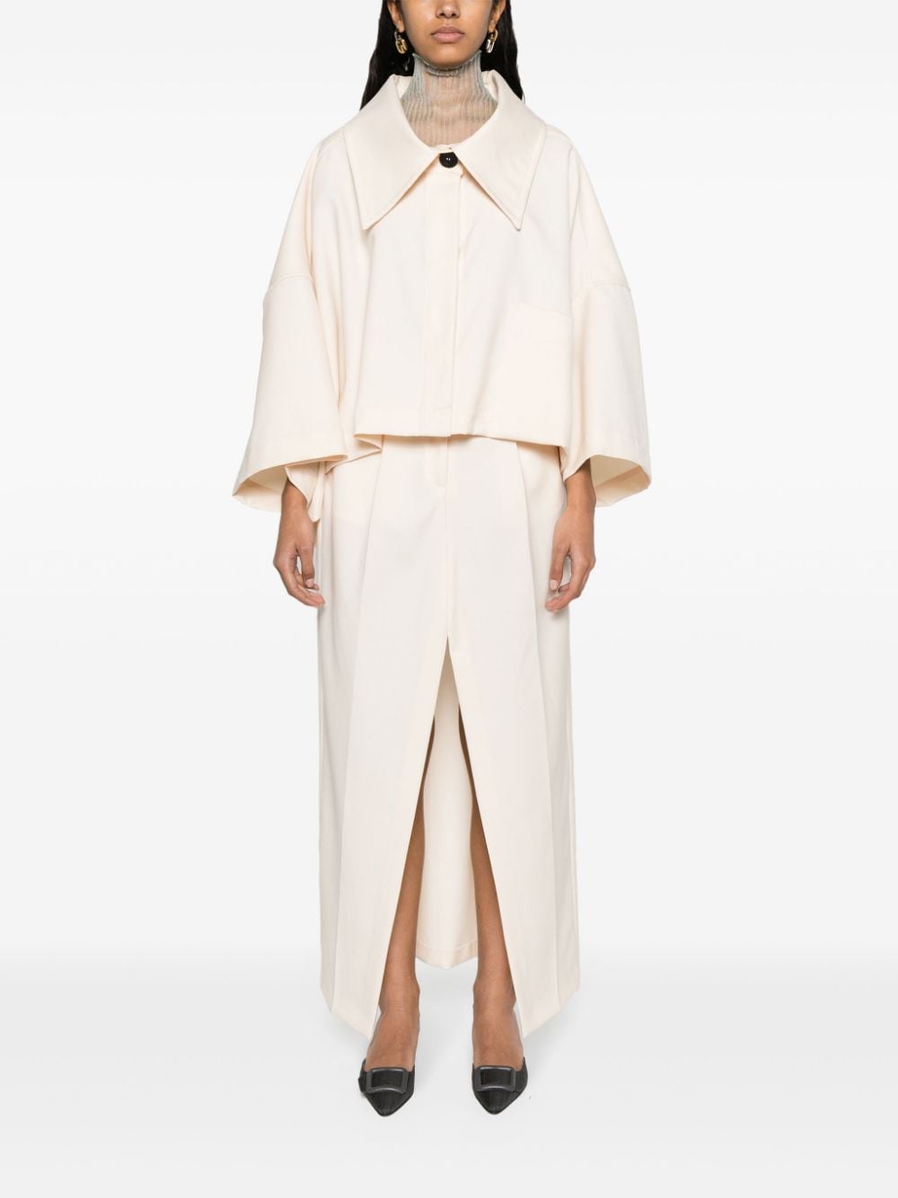 VIKTOR & ROLF Viktor & Rolf High-Waist Gabardine Long Skirt