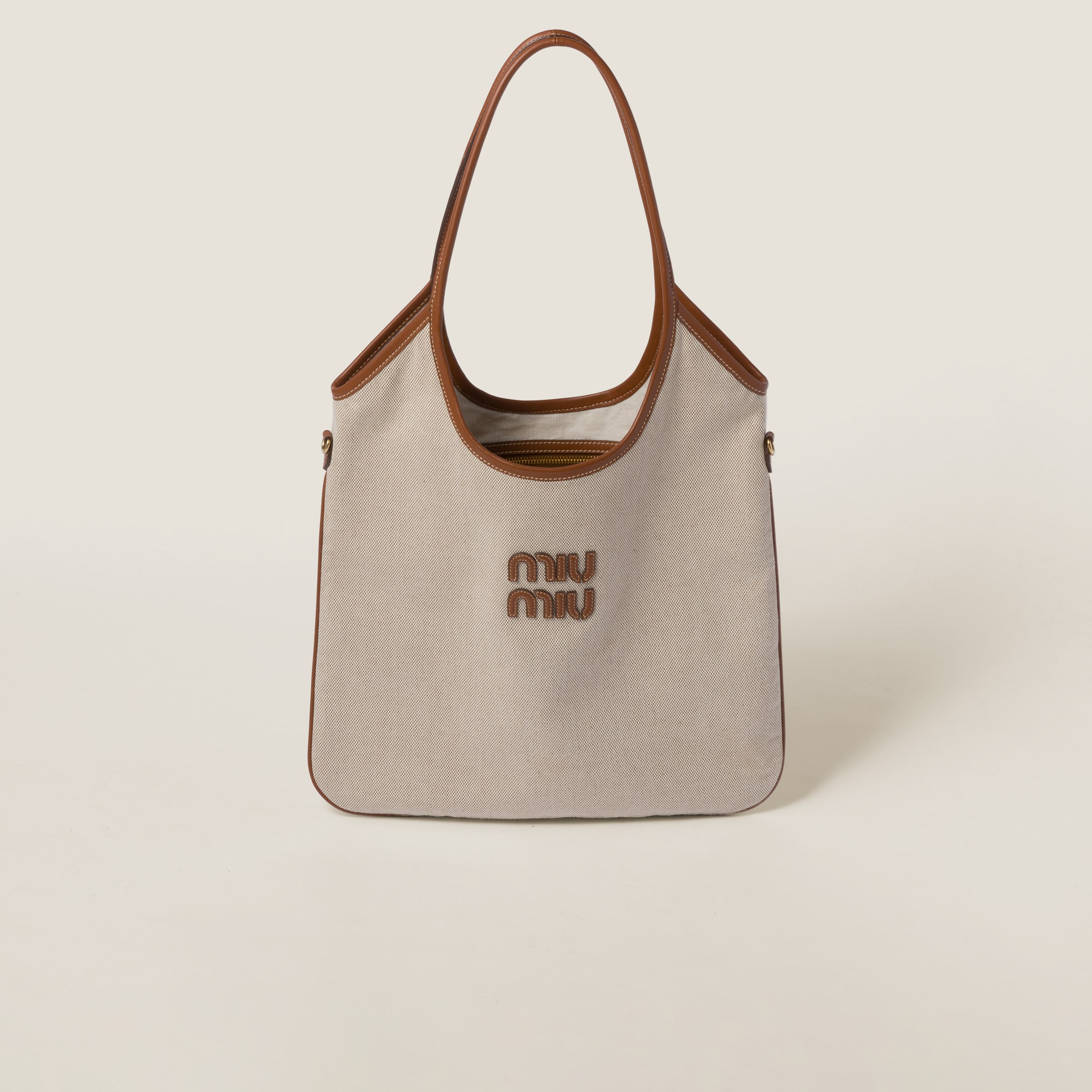 Miu Miu Ivy Canvas Bag - Beige/Brandy | Editorialist