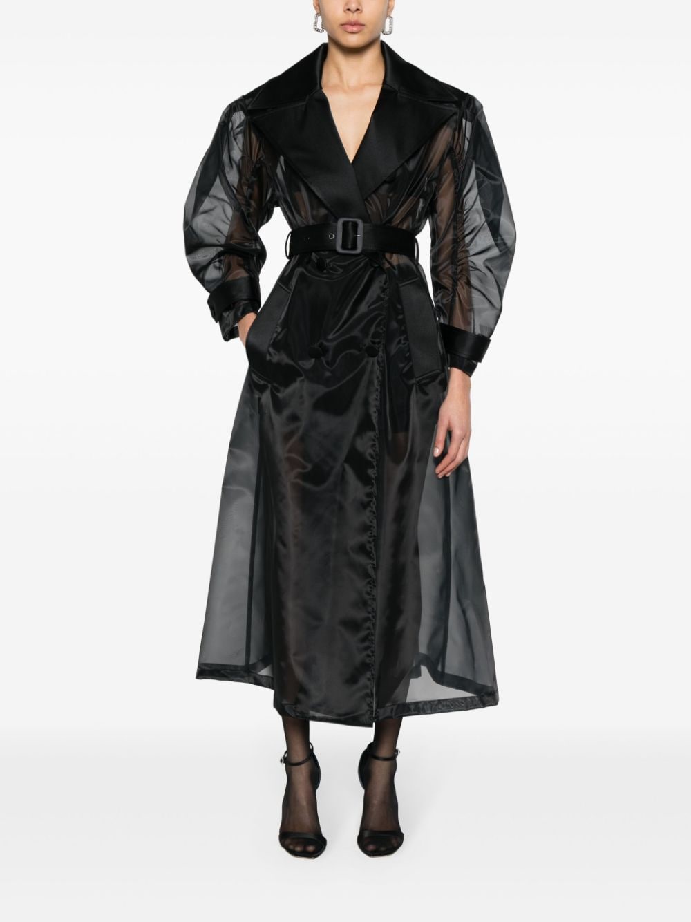 DOLCE & GABBANA Long Double-Breasted Organza Trench Coat