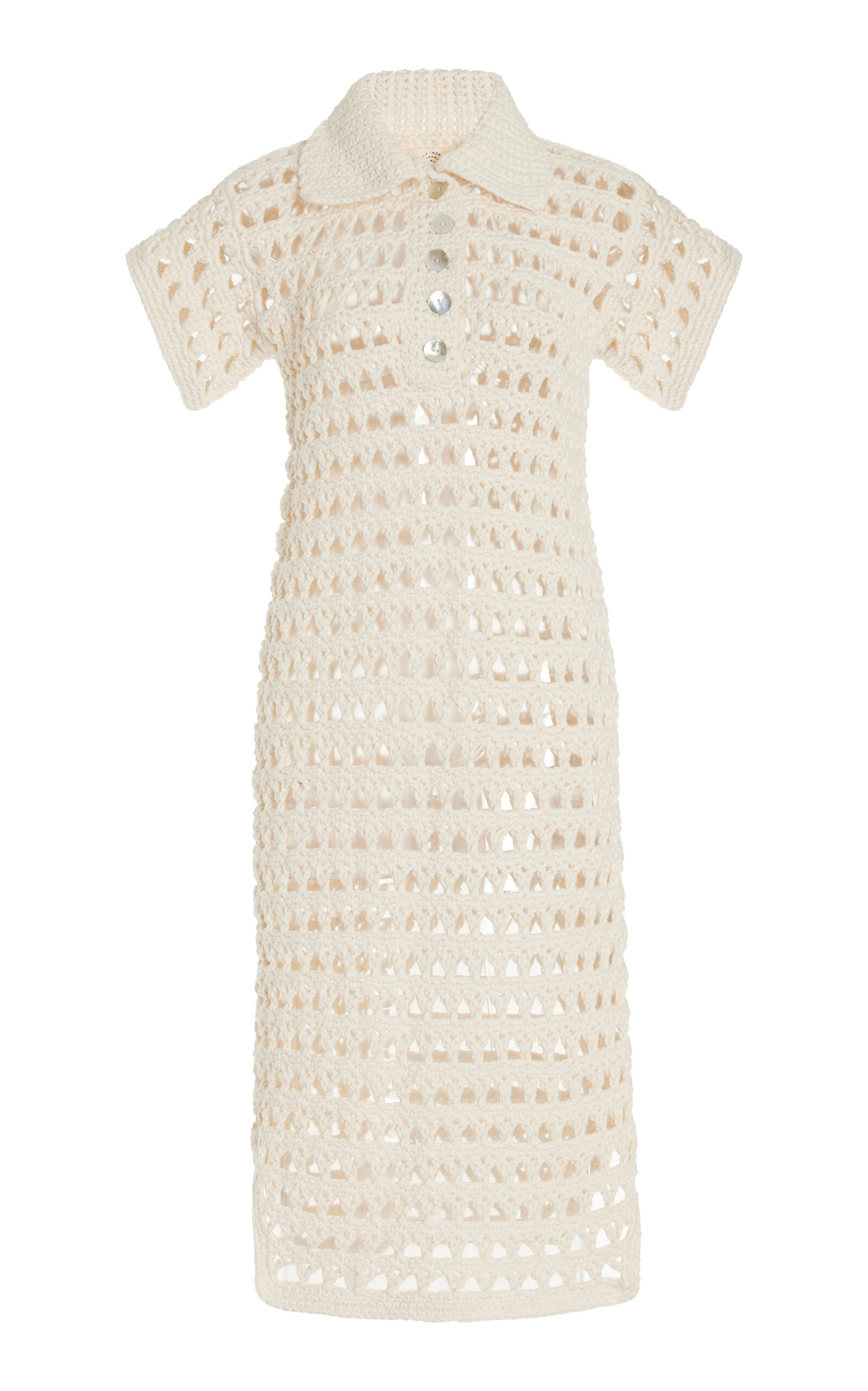 Nia Thomas Penelope Crocheted Cotton Polo Midi Dress In Ivory - 60% Off |  Editorialist