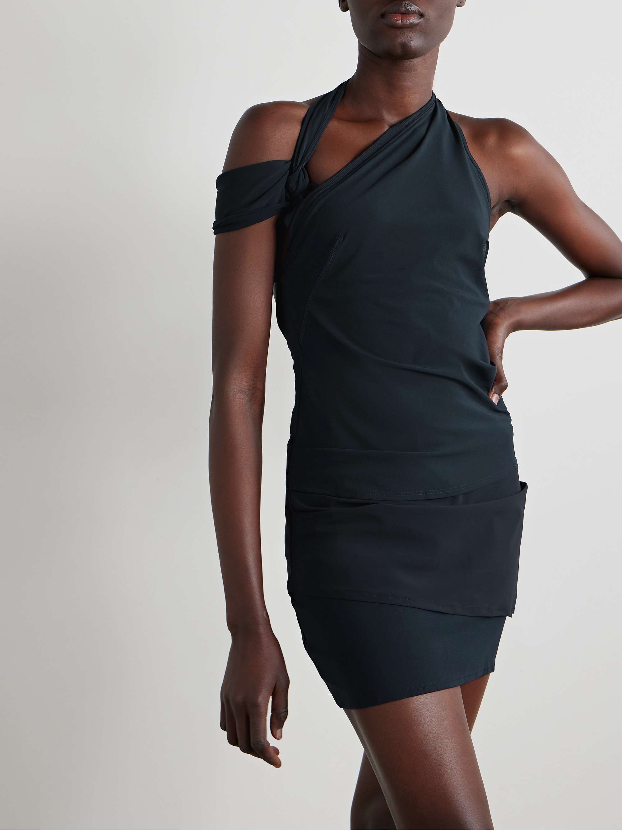 Nike X Jacquemus Layered Cutout Stretch-Jersey Mini Dress - Navy |  Editorialist