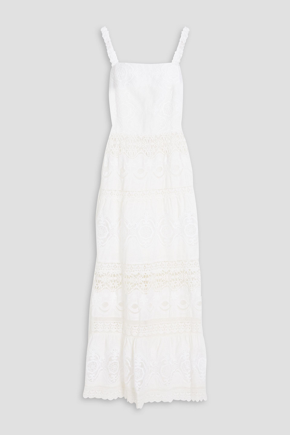 Alice + Olivia Crocheted Lace-Paneled Linen And Cotton-Blend Maxi Dress In White - 80% Off | Editorialist Alice + Olivia Crocheted Lace-Paneled Linen And Cotton-Blend Maxi Dress In White - 80% Off | Editorialist