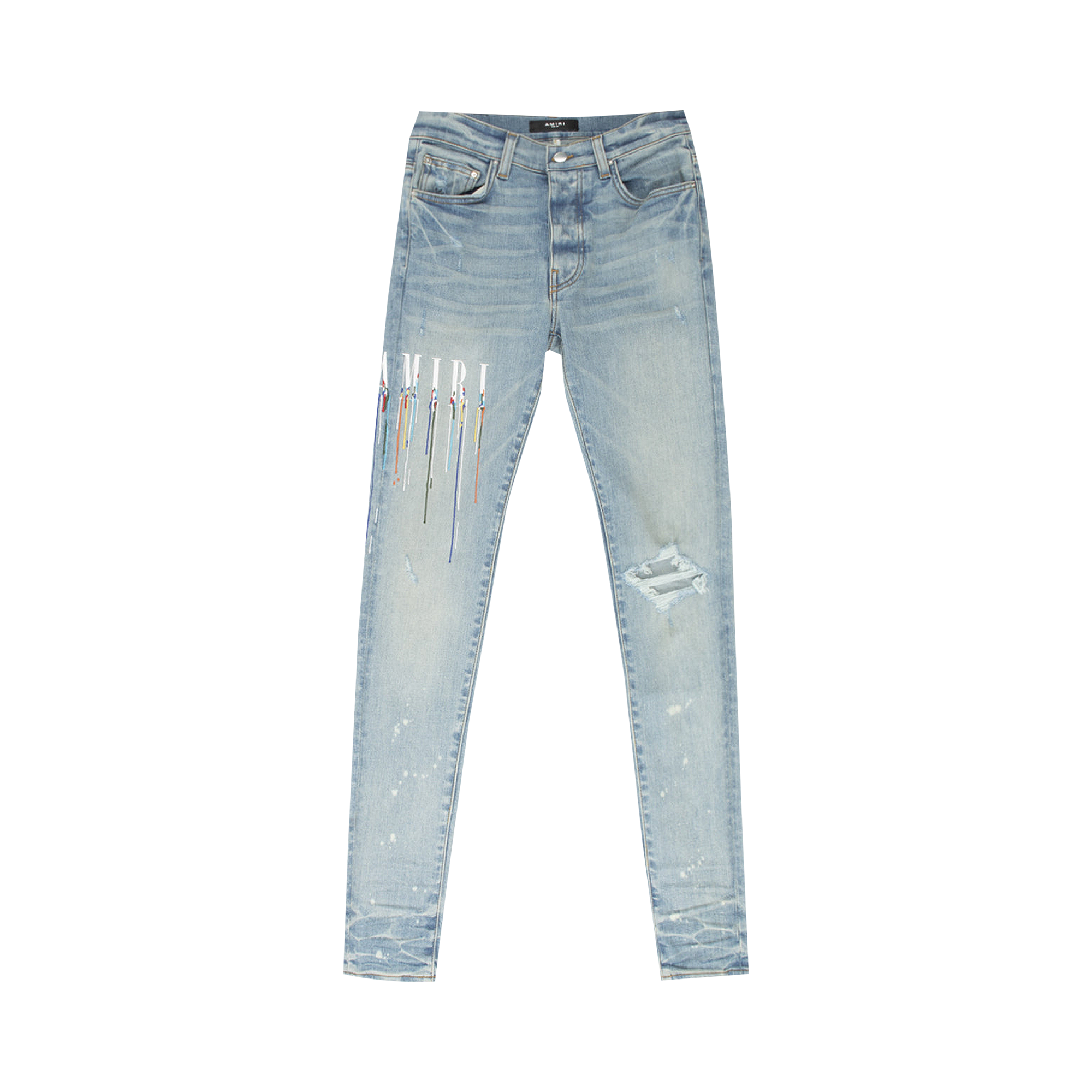 【AMIRI】Paint Drip Core Logo Jeans 29 Amiri Paint Drip Logo Jean - Blue | Editorialist