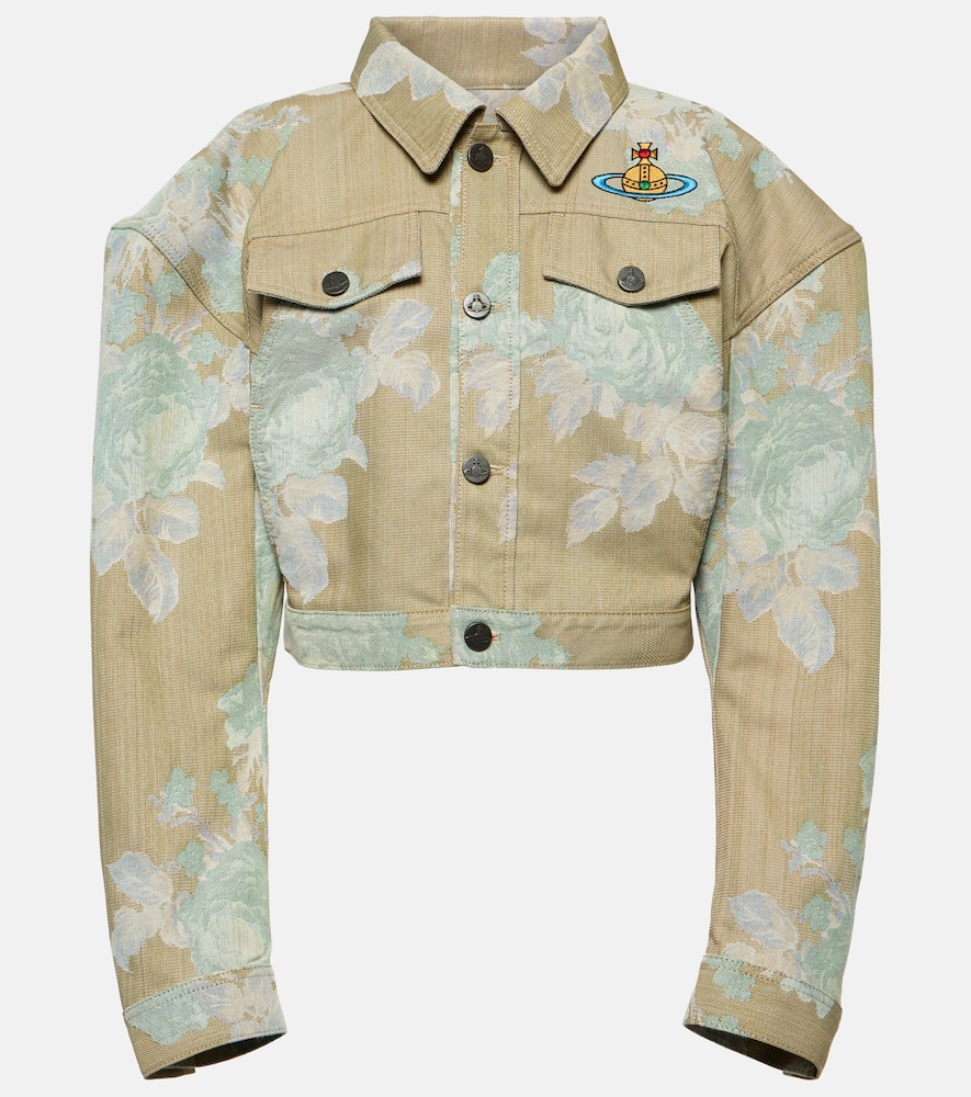 Vivienne Westwood Floral Cropped Denim Jacket In Green - 30% Off