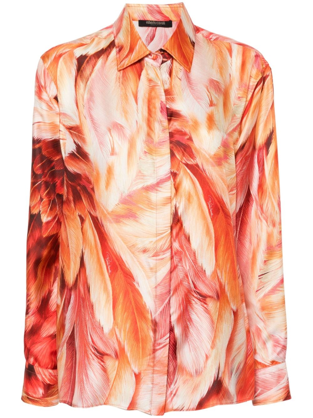 ROBERTO CAVALLI Roberto Cavalli Plumage Print Silk Shirt