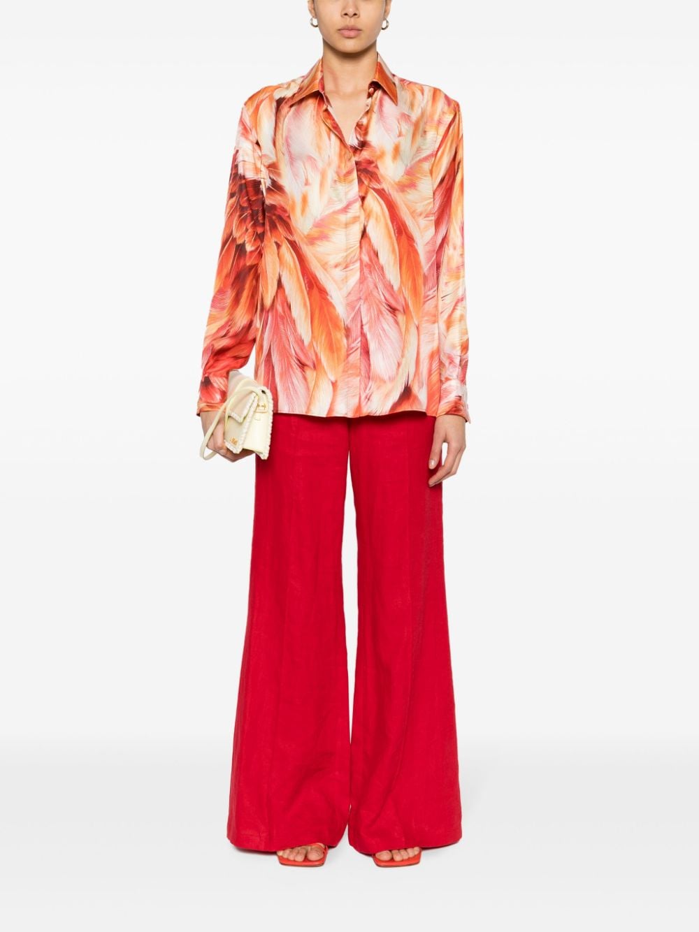 ROBERTO CAVALLI Roberto Cavalli Plumage Print Silk Shirt