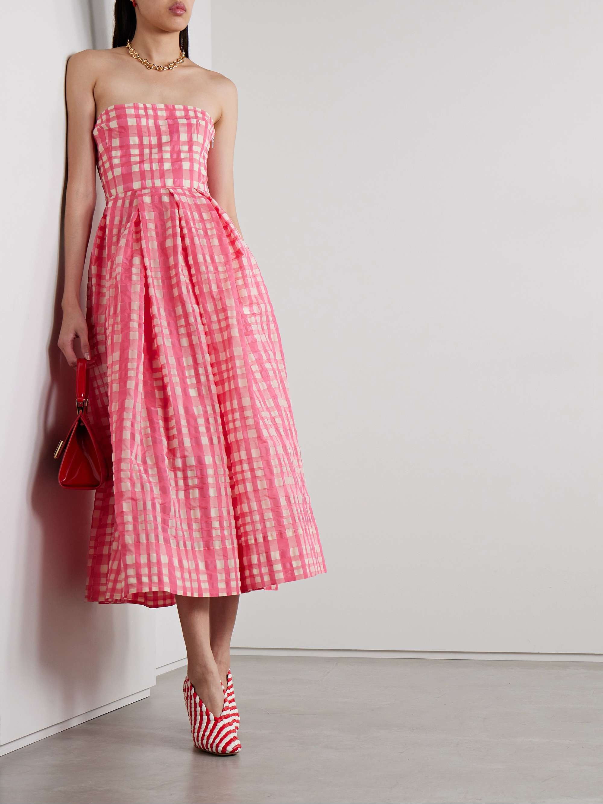 rosie assoulin pink dress Rosie Assoulin High Garden Woven Maxi Dress