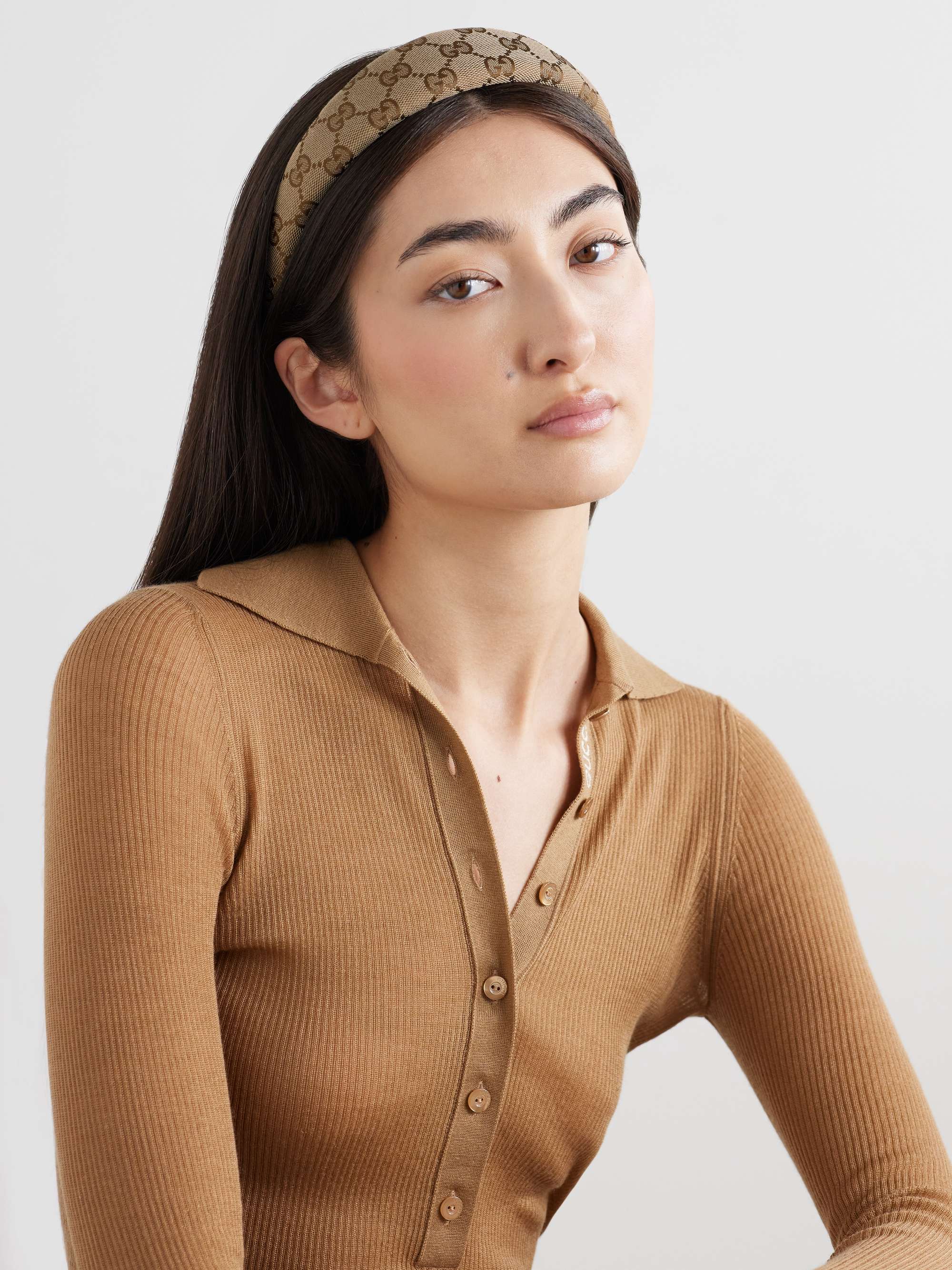 Gucci Canvas-Jacquard Headband - Beige | Editorialist display picture 1