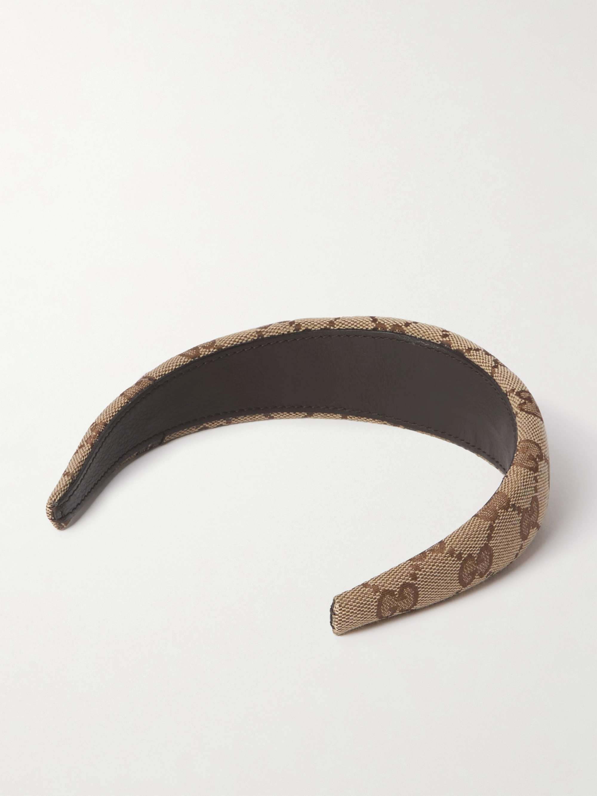 Gucci Beige and Brown GG Canvas Padded Headband Beige GG canvas hair band – Daniello.com main image 4