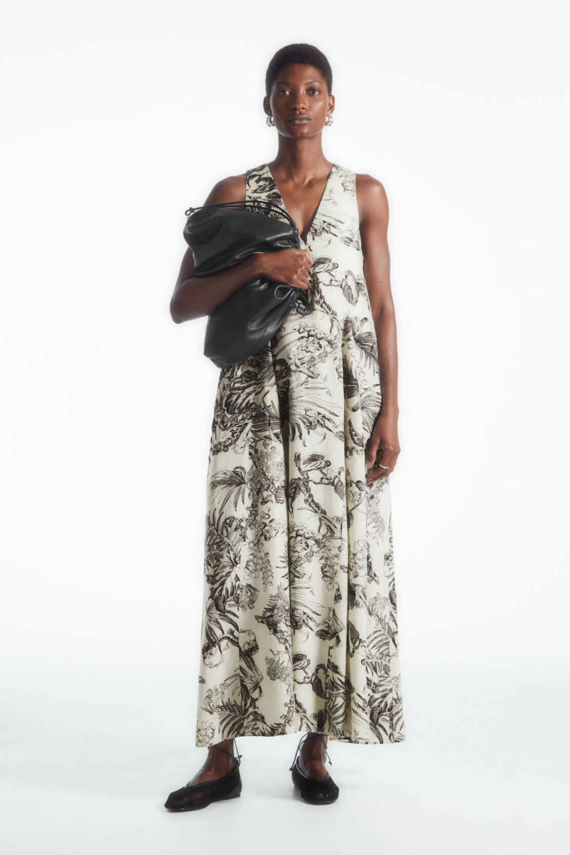 cos pleated linen maxi dress PLEATED COTTON-LINEN MAXI DRESS