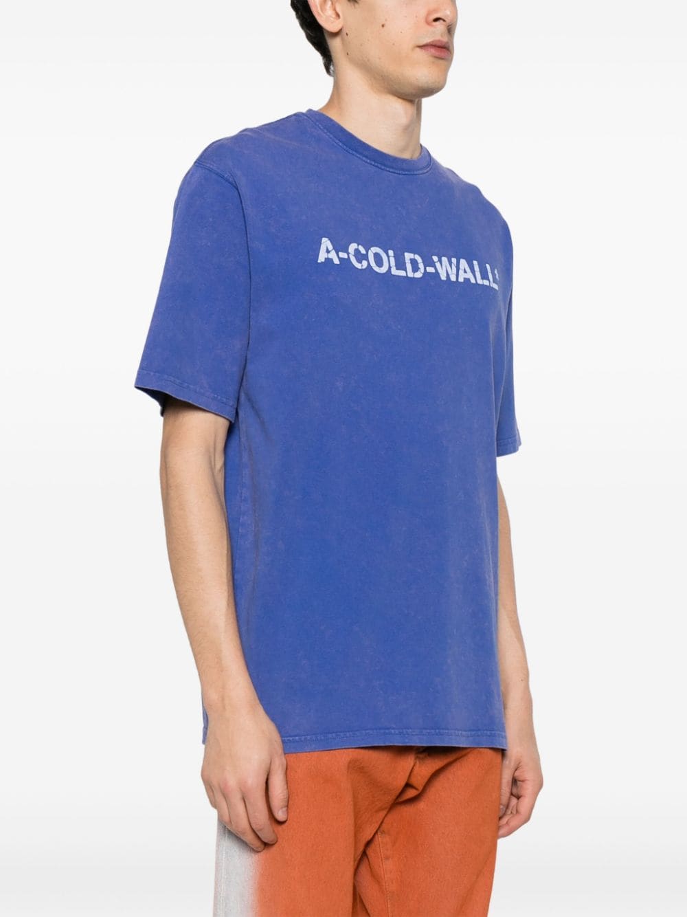 ★A-COLD-WALL★ Brush Stroke Short Sleeve T-Shirt Blue ACWMT A-Cold-Wall* Brushstroke Cotton T-Shirt - Blue | Editorialist