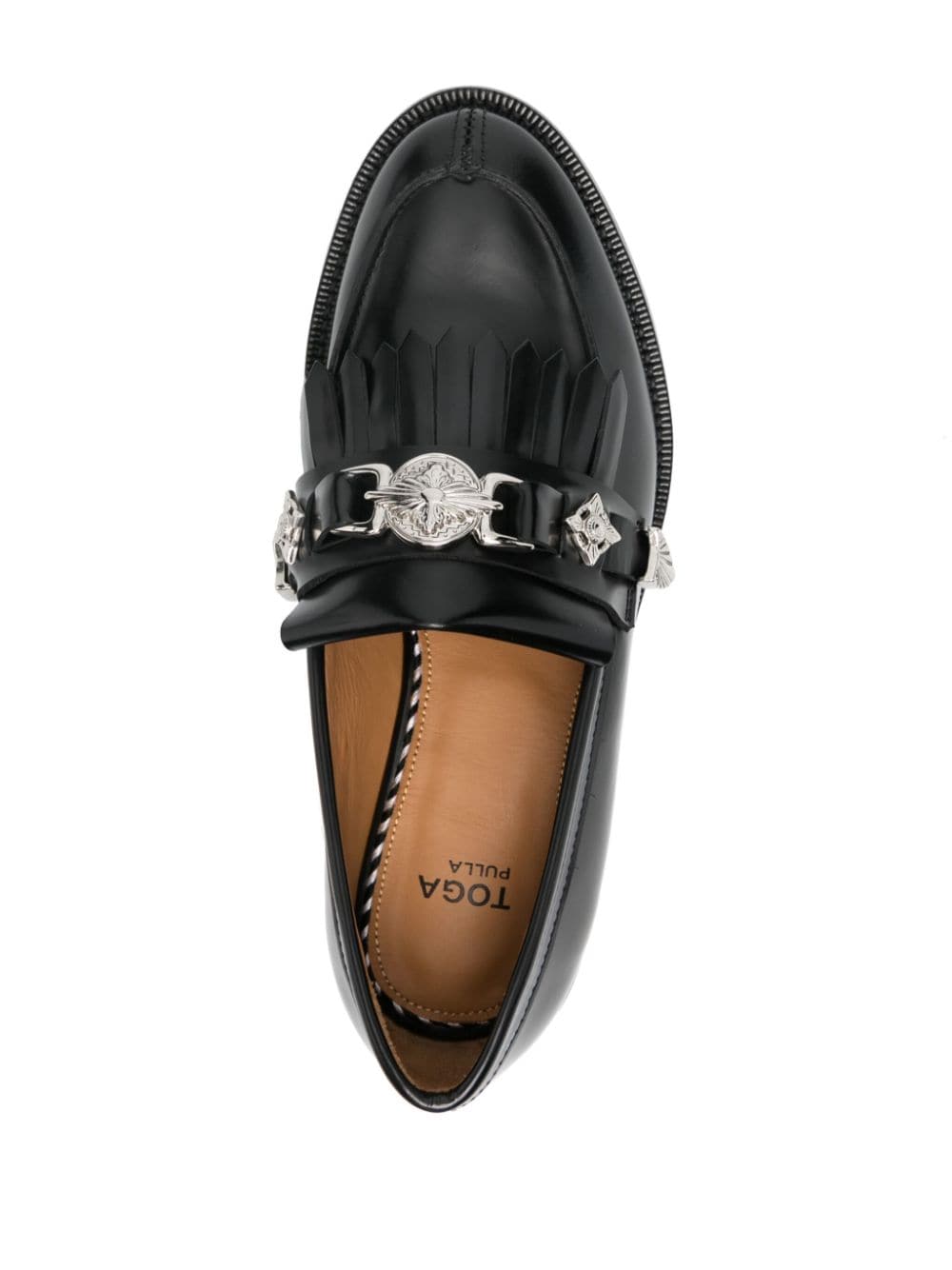 TOGA Pulla Black Leather Loafers with Silver-Tone Sole Accent Toga Pulla AJ1230 Leather Loafers | Black | FARFETCH main image 3