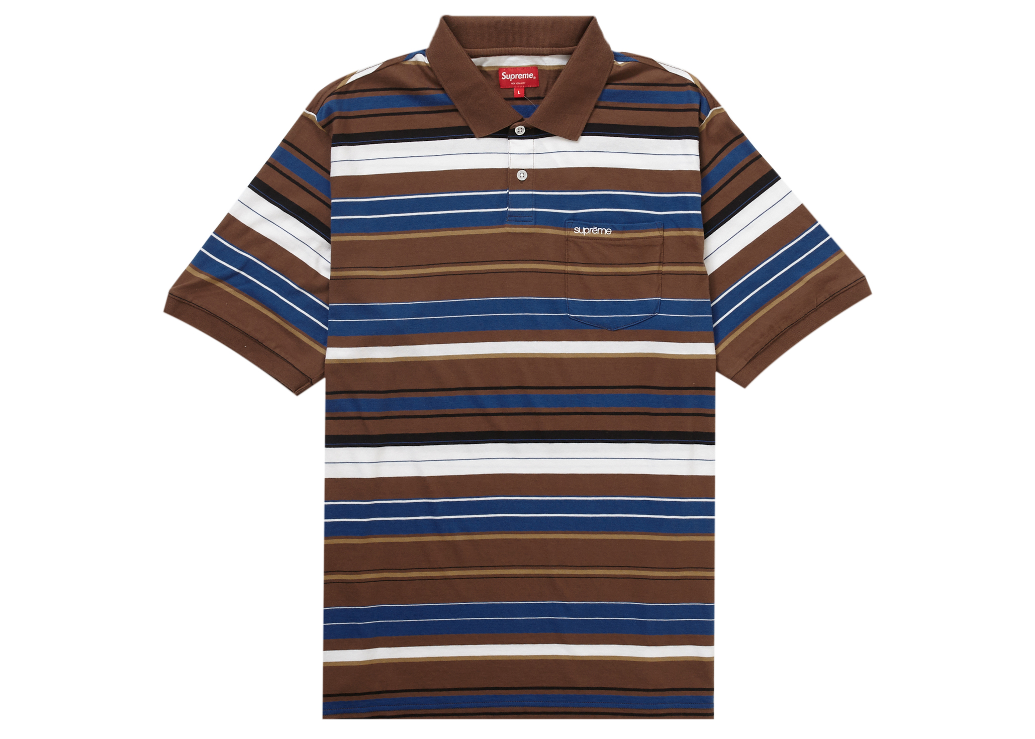 トップス Supreme Cursive Polo \"Navy Stripe Supreme Cursive Polo (SS25) - $110