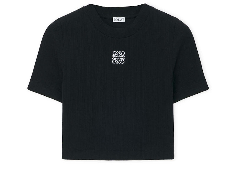 Loewe Anagram Cropped Embroidered T-Shirt - Black | Editorialist