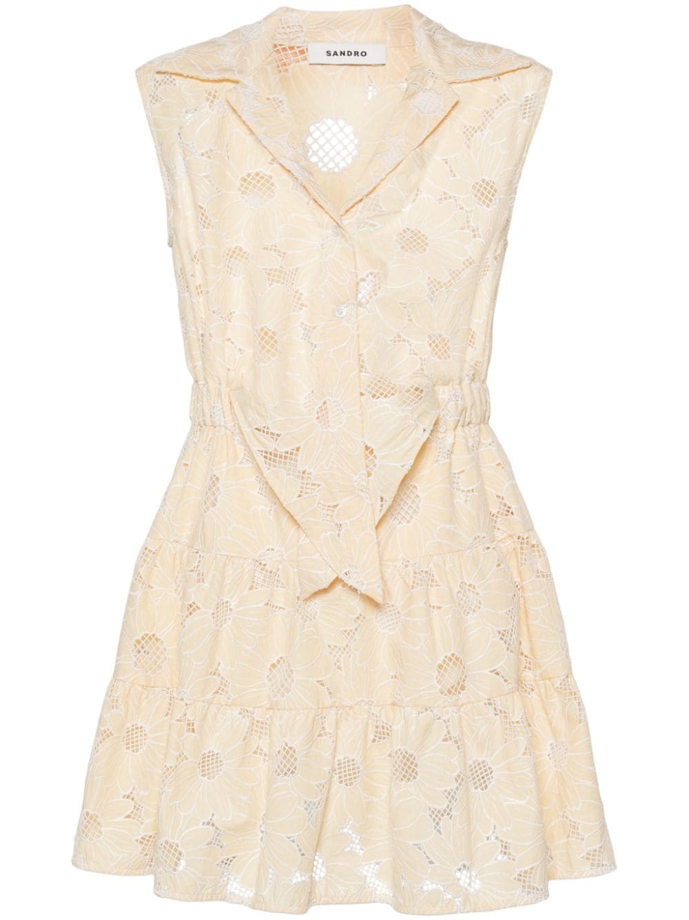 Sandro Broderie-Anglaise Dress In Yellow - 40% Off