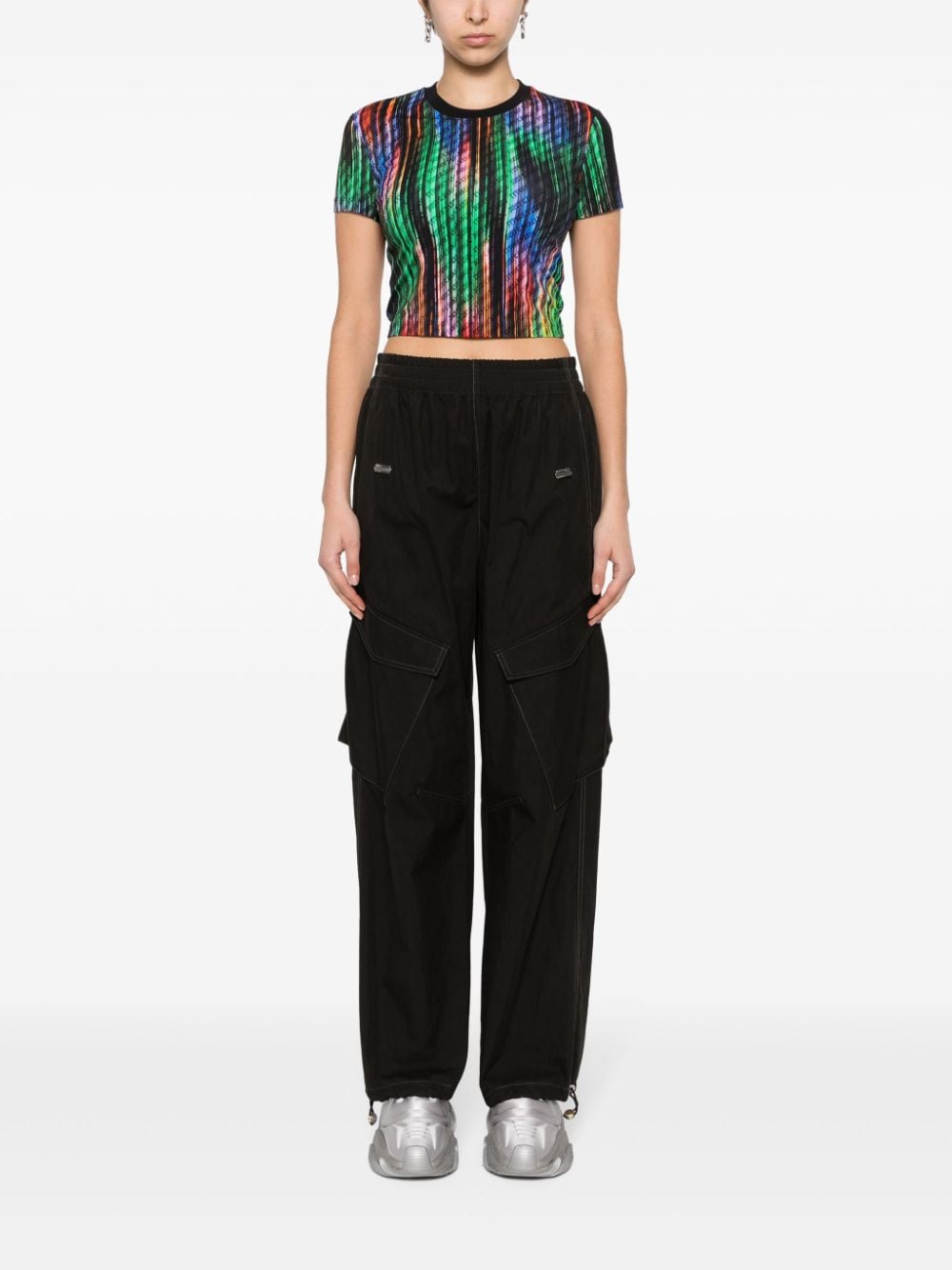 JUST CAVALLI Just Cavalli all-over logo-print cropped top