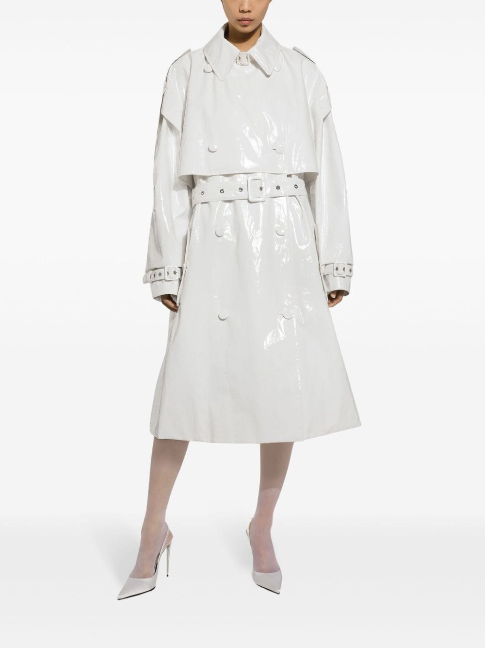 DOLCE & GABBANA Dolce & Gabbana Belted Patent-Finish Trench Coat