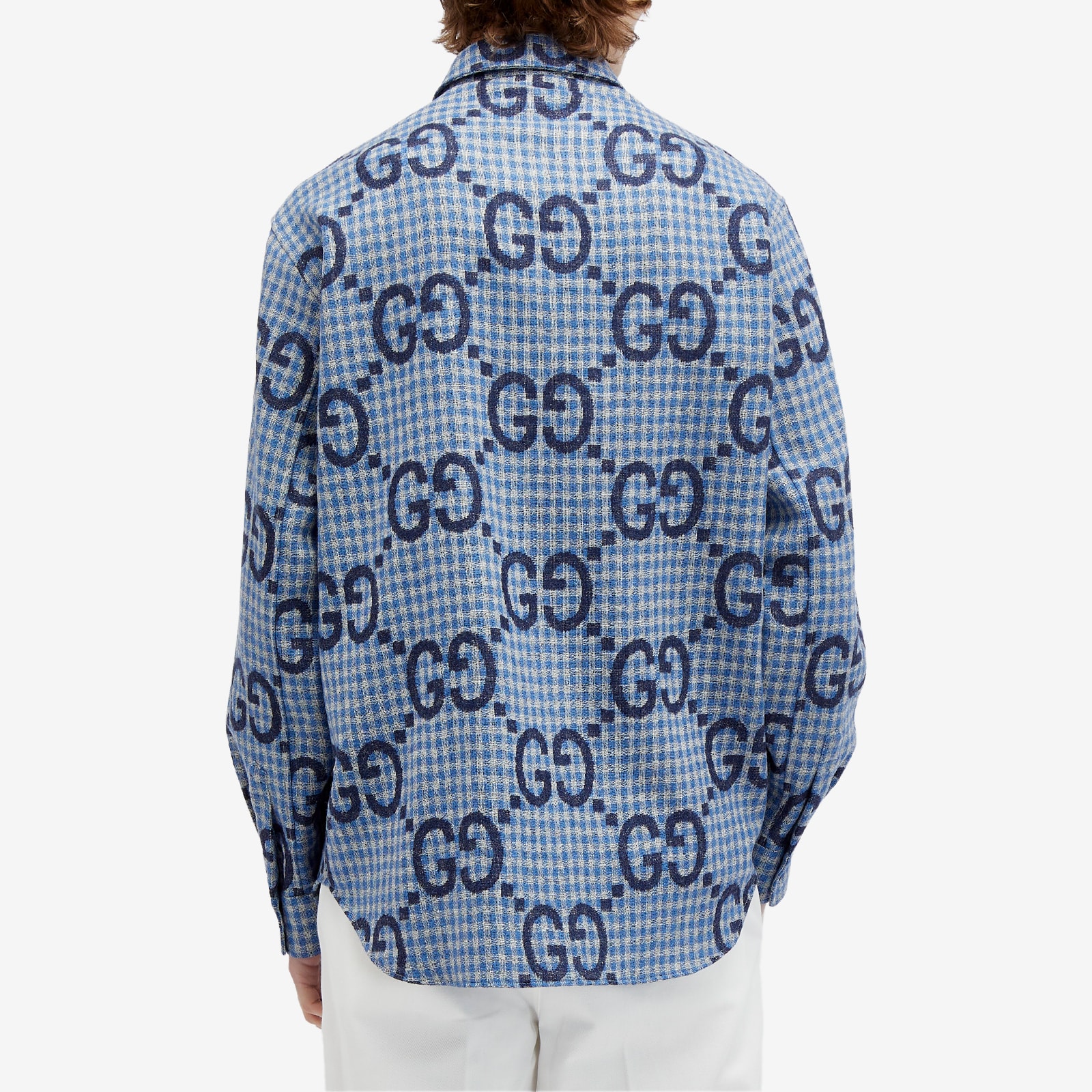 Gucci Jumbo Gg Check Shirt - Azure/Blue | Editorialist
