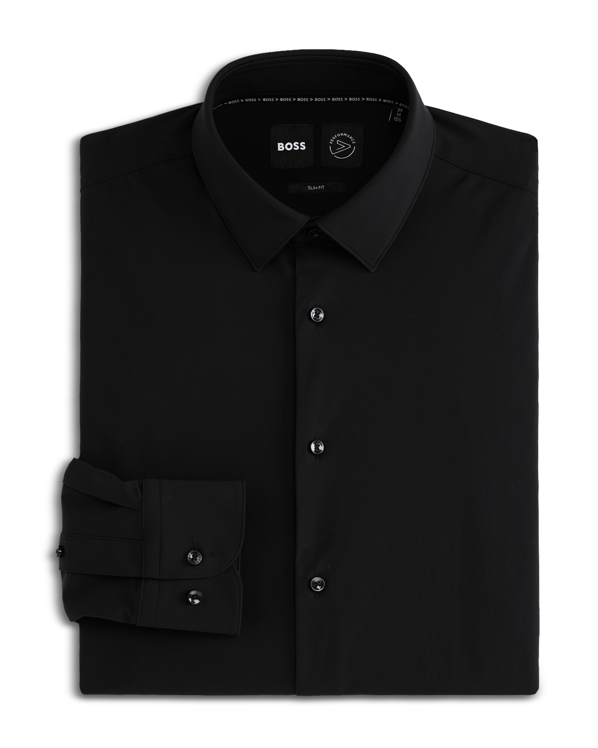 Boss Basic Solid Slim Fit Dress Shirt - Black | Editorialist Boss Basic Solid Slim Fit Dress Shirt - Black | Editorialist