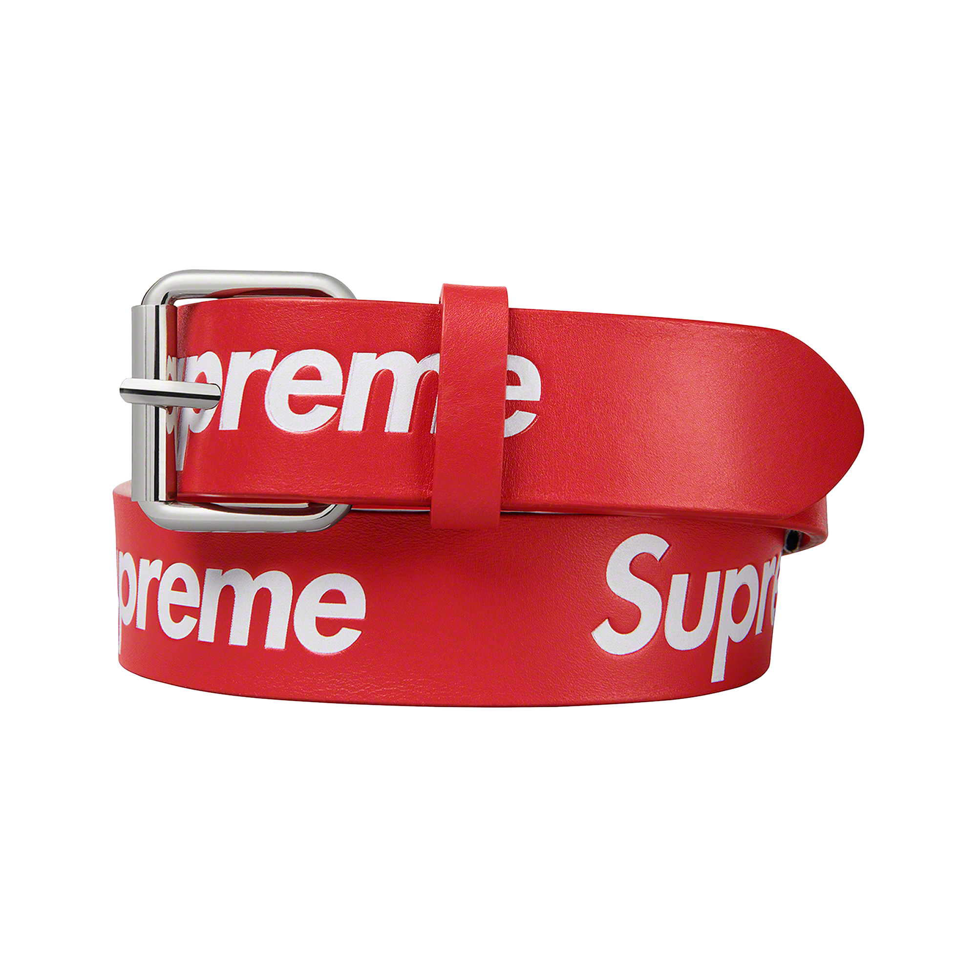 Supreme Repeat Leather Belt - Red | Editorialist