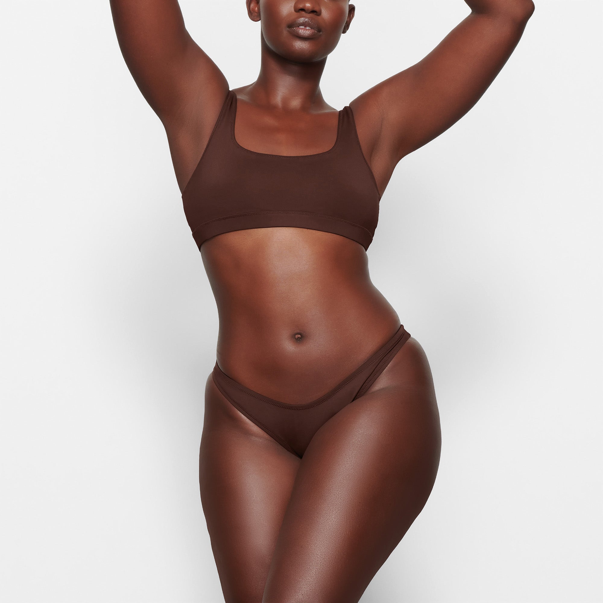 Skims Signature Swim Cheeky Tanga Bottom - Cocoa | Editorialist
