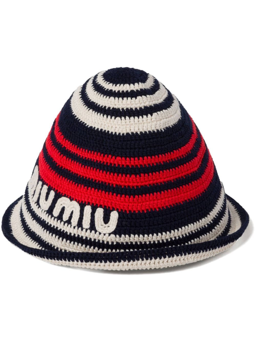 Miu Miu Logo-Embroidered Crochet Bucket Hat - Blue  display picture 2
