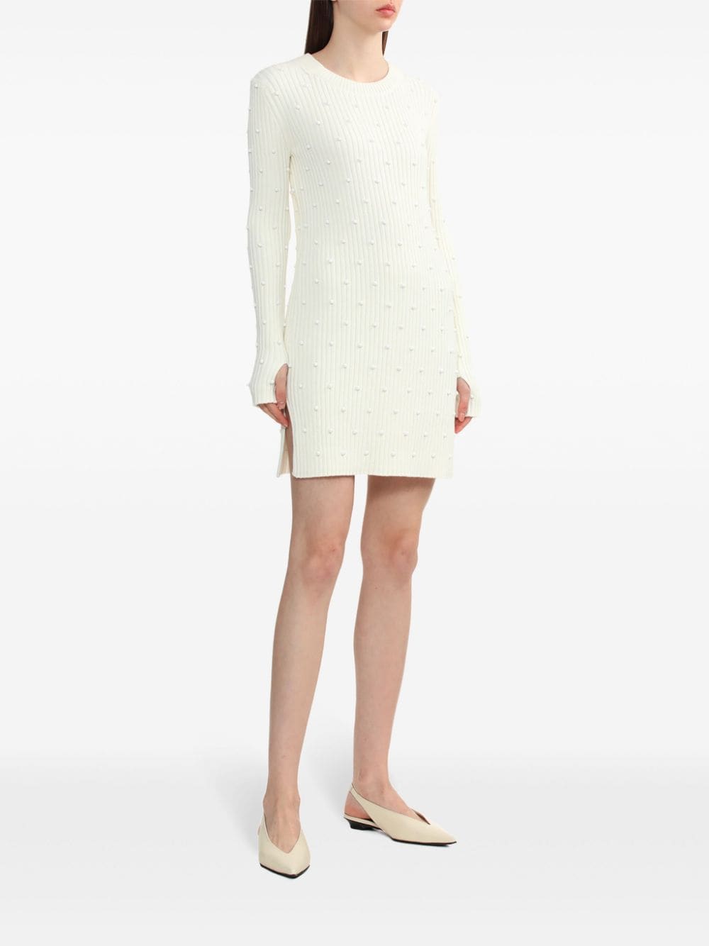HELMUT LANG Helmut Lang Bead-Embellished Ribbed-Knit Dress